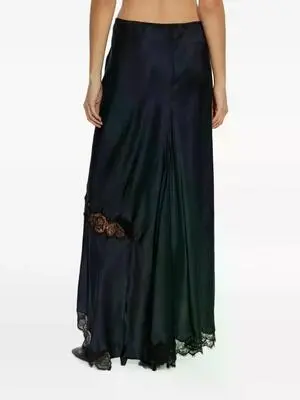 Isabel Marant Étoile Alexandra Silk Satin Skirt With Lace Detail - Blue