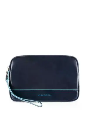 PIQUADRO Leather Wristlet Clutch Bag - Blue