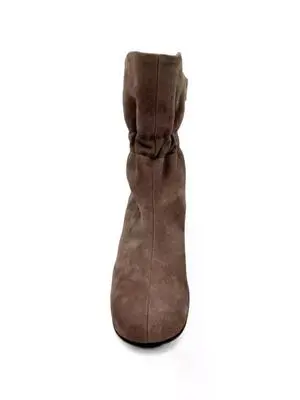 VIC MATIE Ruched Calf Suede Ankle Boots