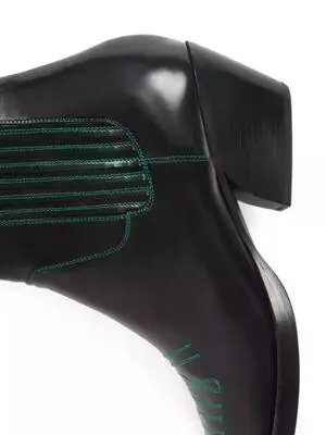 Marni Leather Cowboy Boots With Contrast Stitching