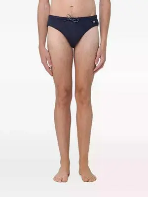 Emporio Armani Drawstring Logo-patch Swim Briefs - Blue