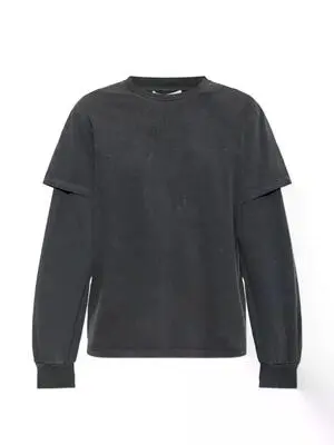 GANNI Logo-print Layered-sleeve T-shirt - Grey