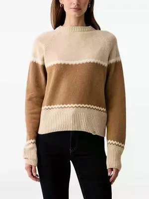 COLMAR Zigzag-pattern Raglan-sleeve Sweater - Brown