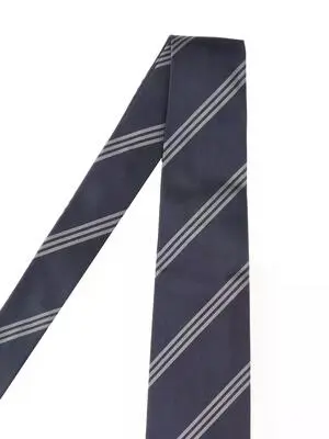 LARDINI Striped Silk Tie - Blue