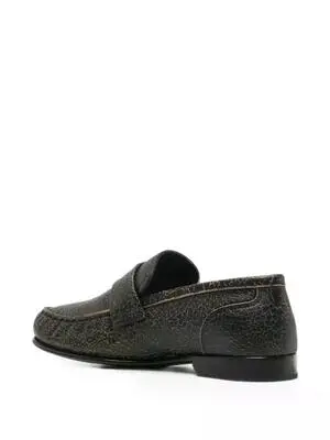 JIMMY CHOO Crackle-effect Leather Loafers
