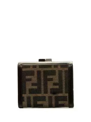 Fendi 2000-2010 Zucca Canvas Kiss Lock Wallet Small Wallets - Brown