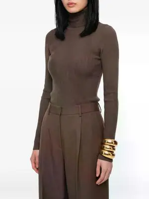 Max Mara Ribbed-knit Turtleneck Sweater - Brown
