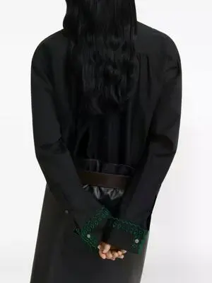 Marni Poplin Half-button Shirt With Broderie Anglaise
