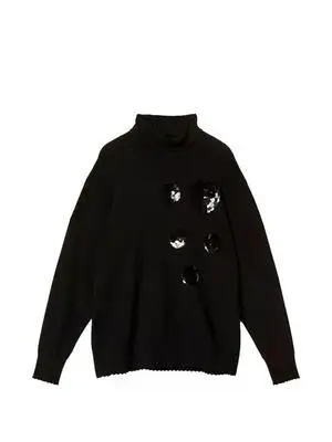 TWINSET Turtleneck Jumper With Sequin Embroidery - Black