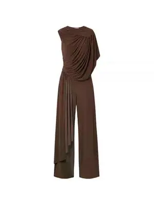LANVIN Draped Asymmetric Jumpsuit - Brown