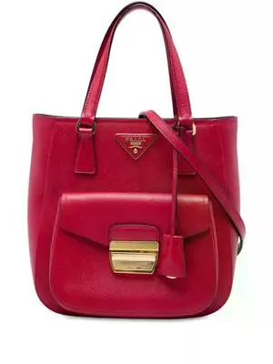 Prada 2010-2026 Saffiano Lux Metropolis Tote Satchel - Red