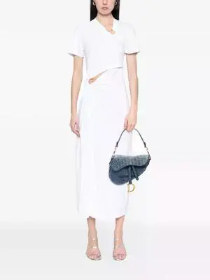Dior 2019 Oblique Embroidered Denim Saddle Bag Shoulder Bag