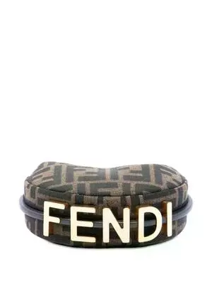 Fendi 2021-2023 Nano Ff Jacquard Fendigraphy Hobo Bag
