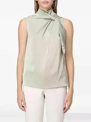 HANITA Draped High-neck Blouse - Green