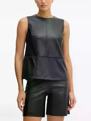 Sisley Perforated-detail Faux-leather Tank Top - Black