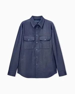 Giorgio Armani Blouson Jacket Oversized In Silk Blend Denim Twill - Blue