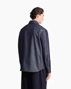 Giorgio Armani Blouson Jacket Oversized In Silk Blend Denim Twill