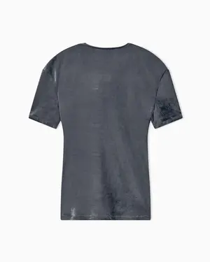 Giorgio Armani Jumper Slim-fit T-shirt In Viscose Chenille Front Draping - Grey