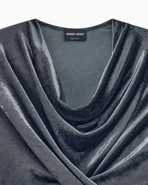 Giorgio Armani Jumper Slim-fit T-shirt In Viscose Chenille Front Draping - Grey