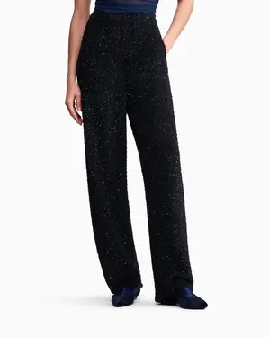 Giorgio Armani Viscose Terrycloth Pants With Metallic Fiber