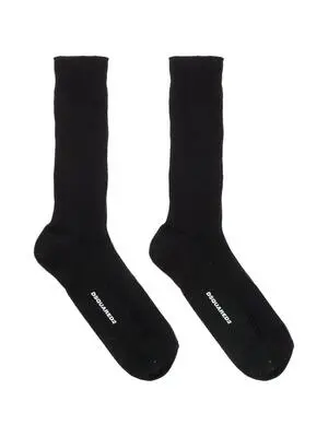Dsquared2 Ribbed-knit Logo-print Socks - Black