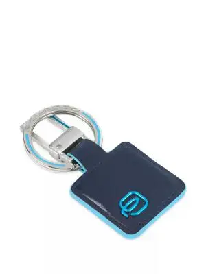 PIQUADRO Logo-plaque Leather Keyring - Blue