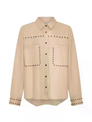 ONETEASPOON Daria Stud-embellished Leather Jacket - Neutrals