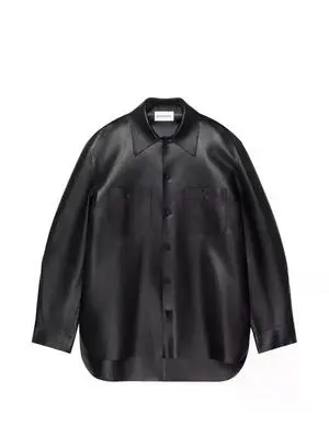 Givenchy Couture Seam Overshirt In Leather - Black