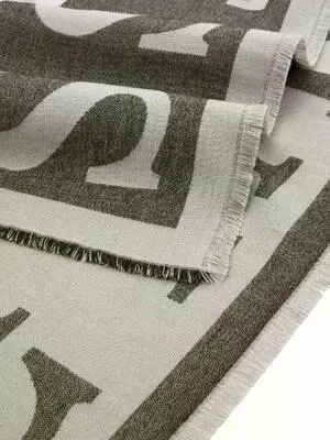 Guess Logo-jacquard Frayed-edge Scarf
