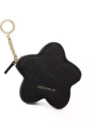 COCCINELLE Flower-shape Leather Keyring - Black