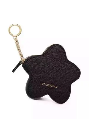 COCCINELLE Flower-shape Leather Keyring Black