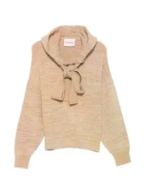 Closed Bow-detail Hooded Hoodie - Neutrals