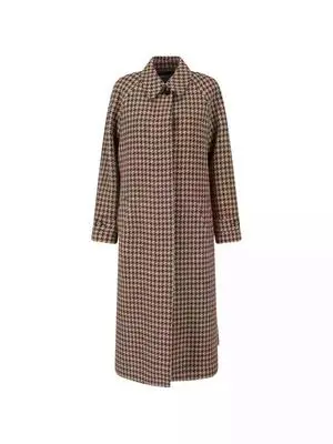 LARDINI Houndstooth-pattern Belted Coat - Brown
