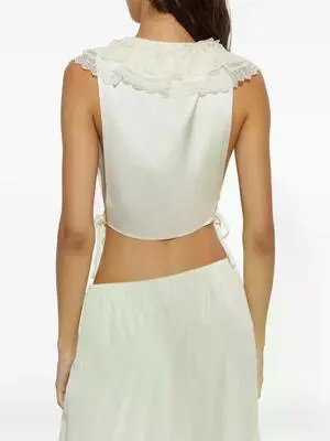 GANNI Ruffled Lace-trim Top