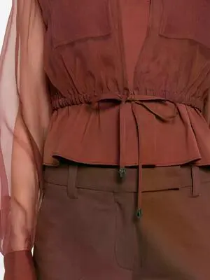 Brunello Cucinelli Sheer-sleeve Drawstring Shirt