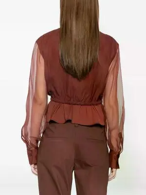 Brunello Cucinelli Sheer-sleeve Drawstring Shirt