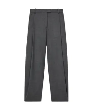 REISS Wool-blend Pleated Barrel-leg Trousers - Grey