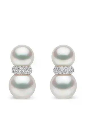 Yoko London Glitz Akoya Pearl And Diamond Earrings - Silver
