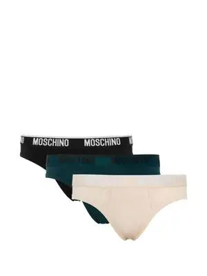 Moschino Logo-waistband Briefs - Neutrals