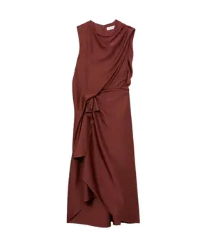 REISS Satin Frill-detail Draped Midi Dress