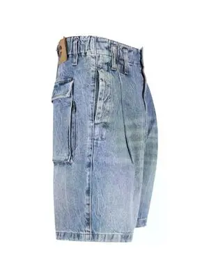 CULTURA Faded Pleated Denim Shorts