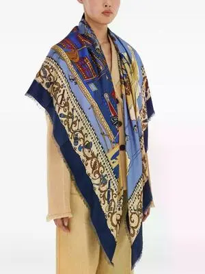 FERRAGAMO Palazzo Spini-feroni Print Shawl - Blue