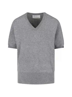 Extreme Cashmere Nº 490 Martina V-neck Short-sleeve Sweater Grey