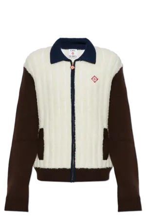 Casablanca Navy, And Brown Cardigan With Pockets By - Cream