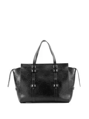Gucci 2016-2026 Gg Embossed Perforated Calfskin Tote Bag - Black