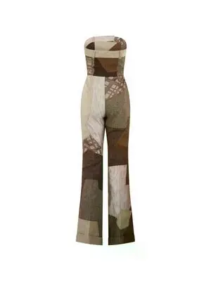 Moschino Patchwork Strapless Jumpsuit - Brown