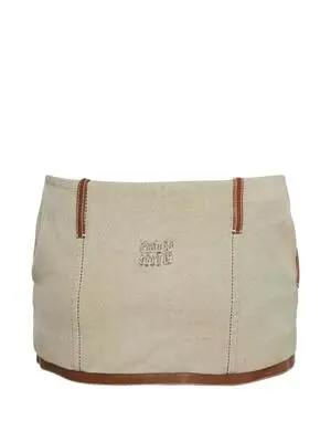 Miu Miu Leather-trim Mini Skirt
