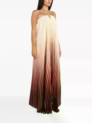 L'IDEE Pleated Ombré-effect Maxi Dress