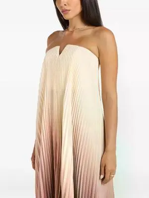 L'IDEE Pleated Ombré-effect Maxi Dress