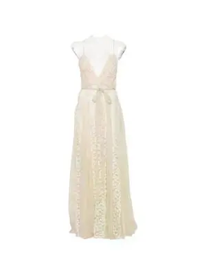 Fendi Floral-lace Belted Maxi Dress